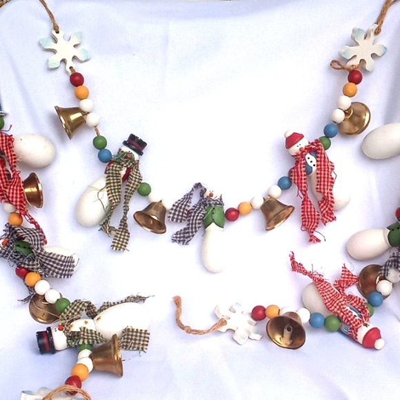 Holiday | Wood Snowman Bell Garland | Poshmark